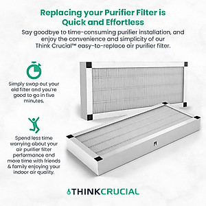 Think Crucial Replacement Air Purifier Filter with HEPA Filters - Compatible with Idylis Part # 560885 Filter - Fits Idylis F, AC-38 Models - Bulk (2 Pack)