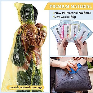 AYWVRBST 12 Pack Disposable Clear Rain Ponchos with Hood for Adults,51.1 Inches Emergency Raincoats for Camping Hiking Traveling (Red, Yellow, Blue)