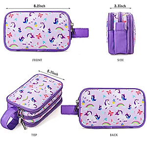 Kids Toiletry Bag for Girls, Travel Toiletry Bag for Little Young Girls Cosmetic Makeup Waterproof Hanging Wash Bag Toddler Traveling Toiletries, Unicorn Purple