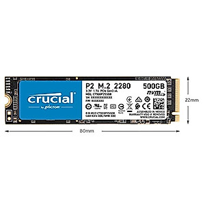 Crucial P2 500GB 3D NAND NVMe PCIe M.2 SSD Up to 2400MB/s - CT500P2SSD8