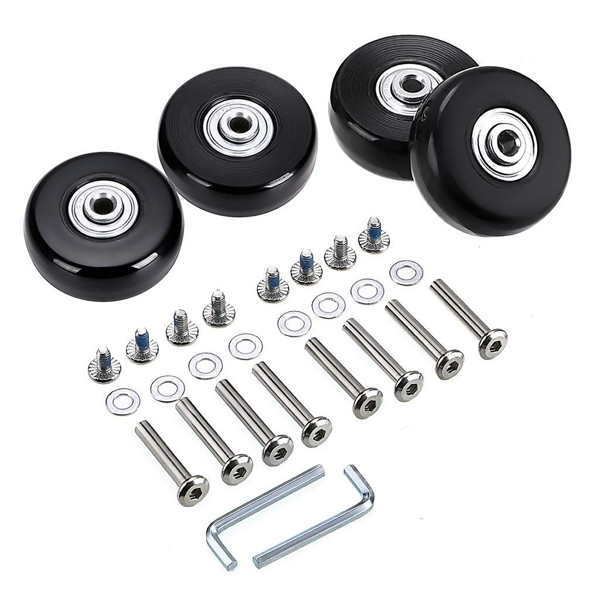 OwnMy 43mm x 18mm Luggage Suitcase Replacement Wheels, Rubber Swivel Caster Wheels Bearings Repair Kits, A Set of 4