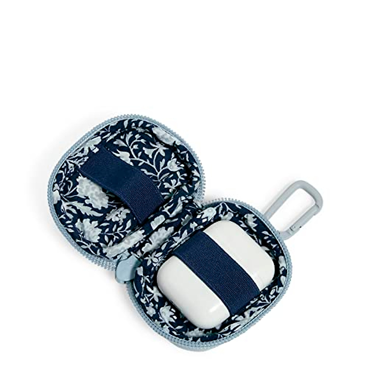 Vera Bradley Women's Cotton Bag Charm for Airpods, Perennials Gray - Recycled Cotton, One Size