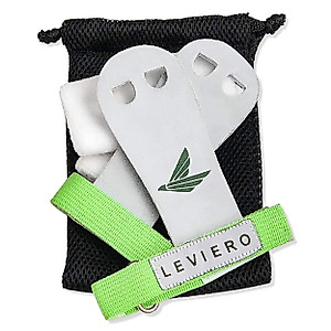 LEVIERO Palmies Gymnastics Grips, Grips for Gymnastics, Multipurpose Soft Leather Grips with Adjustable Finger Holes, Weightlifting, Kettlebell, Cross Training Workouts for All Ages - (Aqua, X-Large)