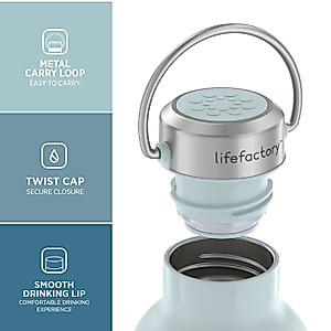 LIfeFactory Stainless Steel Vacuum-Insulated Sport Bottle, 24 Ounce, Mint