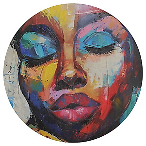 MoBlinko Black African Woman Round Rug 2 Ft Washable Circular Rug Modern Art Non Slip Circle Area Rug Carpet Absorbent Mat for Kitchen Living Room Bedroom Decoration