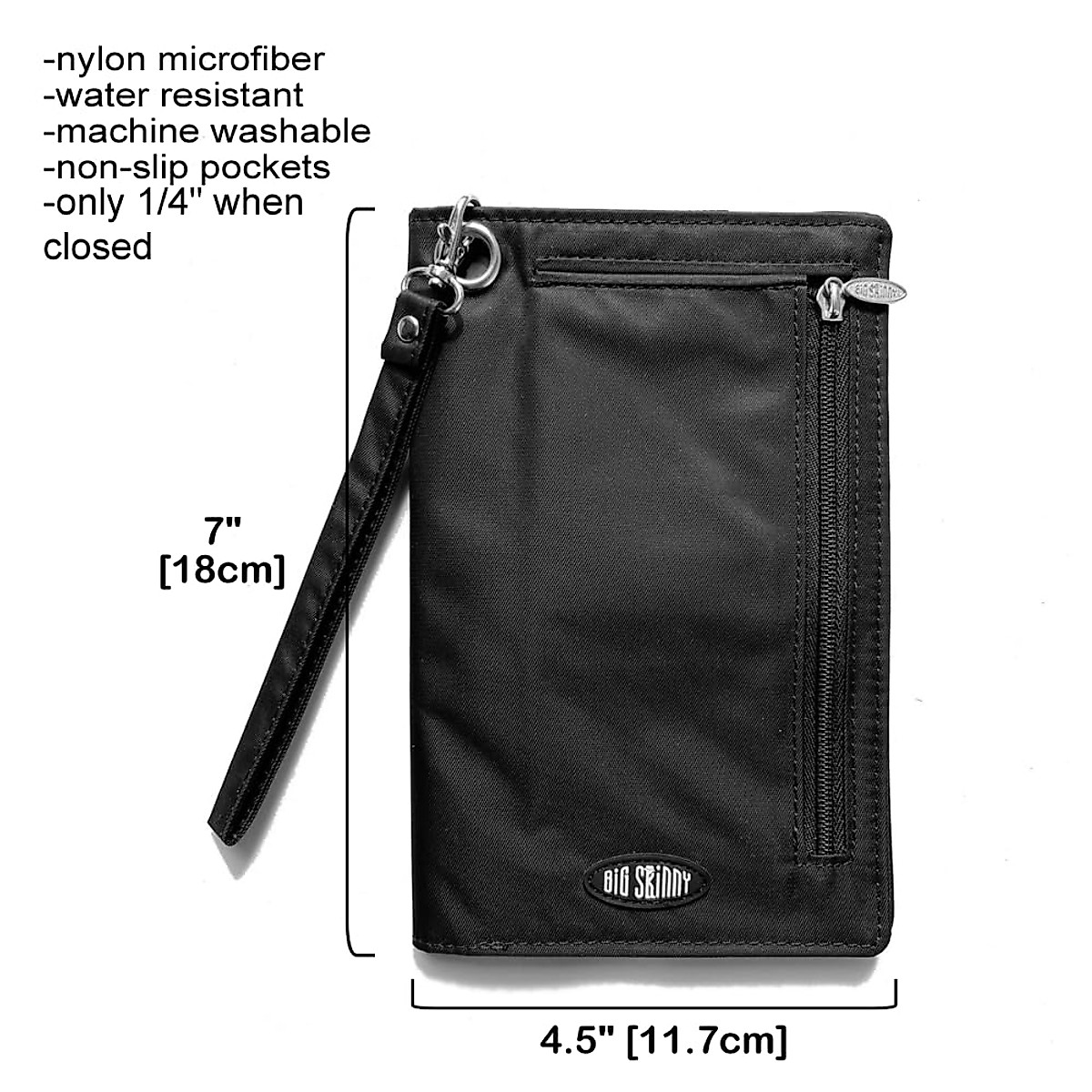 Big Skinny Women's Plus Myphone Bi Fold Slim Plum Dot Wallet Wristlet, Black