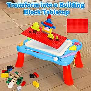 TOY Life Magnetic Drawing Board for Toddlers 1-3 Magnetic Doodle Board for Toddlers Drawing Table for Kids with Toy Building Blocks Doodle Board for Toys for Kids Xmas for Toddlers