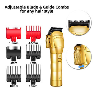 KEMEI Professional Mens Hair Clippers Hair Trimmer for Men Cordless Grooming Kit 2850 for Barbers and Stylists USB Rechargeable