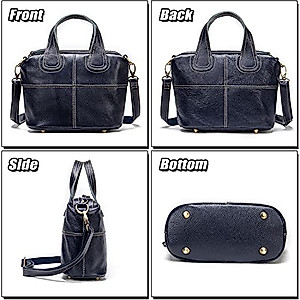 Top Grain Leather Hand Bag for Women, Classic Small Crossbody Shoulder Bag Purse, Ladies Small Tote Bags with Removable Strap