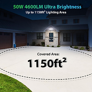 iMaihom 50W Flood Lights Outdoor, 3 Adjustable Heads LED Flood Light, IP65 Waterproof Outdoor Flood Light, 6000K Daylight White 4600LM Bright Security Lights for Yard Garage Driveway Patio (Black)