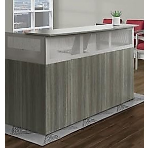 NBF Modern Reception Desk with Counter - 72" W x 29" D Durable Retail Checkout Counter - Floating Top Front Desk Reception Counter - Countertop Welcome Desk for Office Lobby Salon Store (Gray)
