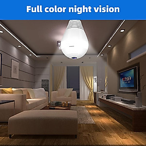 SOAMOEU 360°Security WiFi Camera Bulb HD 1080P Home Security Light Camera, Full Color Night Vision Wireless Bulb Camera