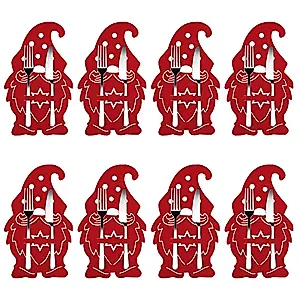 cobee Christmas Cutlery Holders, 8 Pcs Xmas Santa Tableware Christmas Silverware Cutlery Holders Pocket Knifes Forks Bags Dinnerware Decorations for Home Party(Santa)