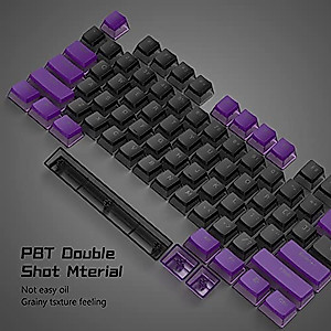 XVX Pudding Keycaps - PBT Keycaps, 165 Keys Keyboard Keycaps, OEM Profile Keycaps Set, Custom Keycaps for 61/68/84/87/82/100 Cherry Gateron MX Switches Mechanical Keyboard - Black Purple