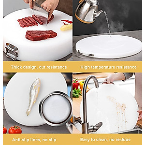 Large Round Plastic Cutting Board, 38cm/15 In Commercial Heavy Duty Cutting Meat Chopping Board, BPA Free, Kitchen Non Slip Thickened Chopping Board (Size : 38x5cm/15inx1.97 in)