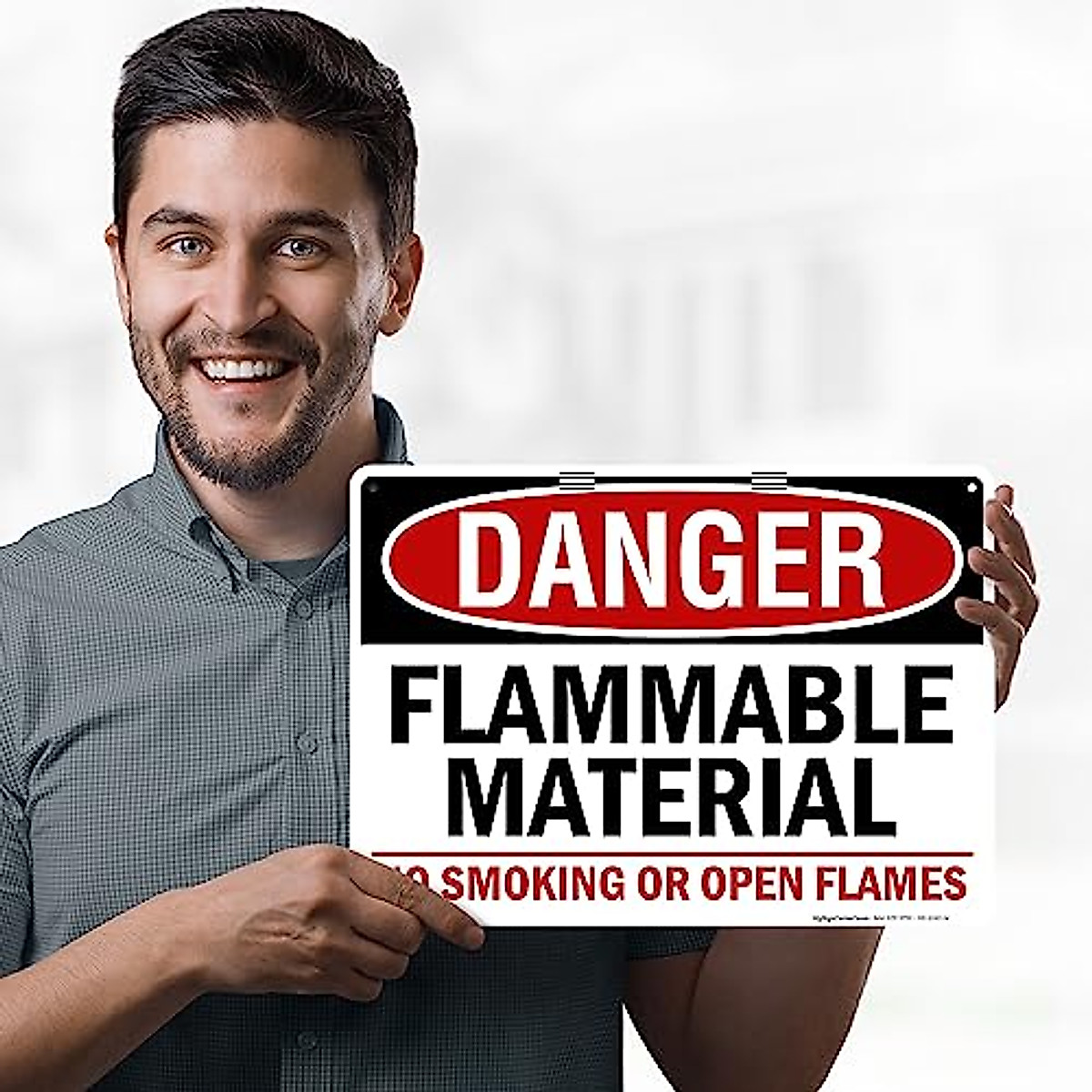 Danger Flammable Material No Smoking Or Open Flames Sign, 10x14 Inches, Rust Free .040 Aluminum, Fade Resistant, Made in USA by My Sign Center