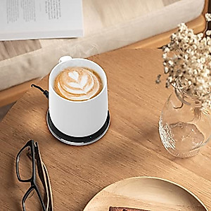 APEKX Auto On/Off Gravity-Induction Coffee Mug with Intelligent Temperature Control 113°F/45°C Cup Warmer Self-Heating with Wireless Charging Function Gifts for Home Office (Mug Included) White