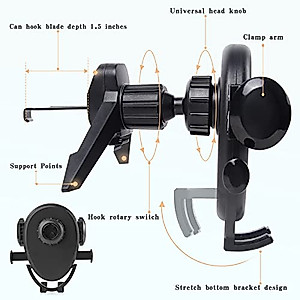HOLDCY Vent Phone Holder for Car, Universal Vent Clip Phone Mount for Car, 3-Point Support Cell Phone Holder Car Hands Free Cradle, Car Phone Holder for All Mobile Phones