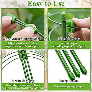 Legigo 8 Packs 18inch Plant Support Cages with 3 Adjustable Support Rings- Small Tomato Cage for Pots Plant Holder for Home Garden Balcony for Orchids, Tomato, Vegetables, Flowers, Climbing Plants