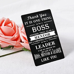 Boss Appreciation Gifts Wallet Card Insert for Mentor Leader Male Female Boss Day Office Thank You Gifts for Supervisor PM Birthday Card Coworker Leaving Going Away Farewell Retirement Christmas Gifts