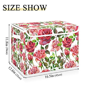 xigua Rose Storage Bin with Lids Larger Collapsible Decorative Cube Storage Bins with Handles Divider for Bedroom Closet Living Room