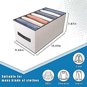 Bosuelife 3 Pack Wardrobe Clothes Organizer, 7 Grids Waterproof Mesh Jeans Drawer Closet Organizers and Storage, Dimension 14-1/4" x 9-1/2"x 8" (Compartment width: 2")