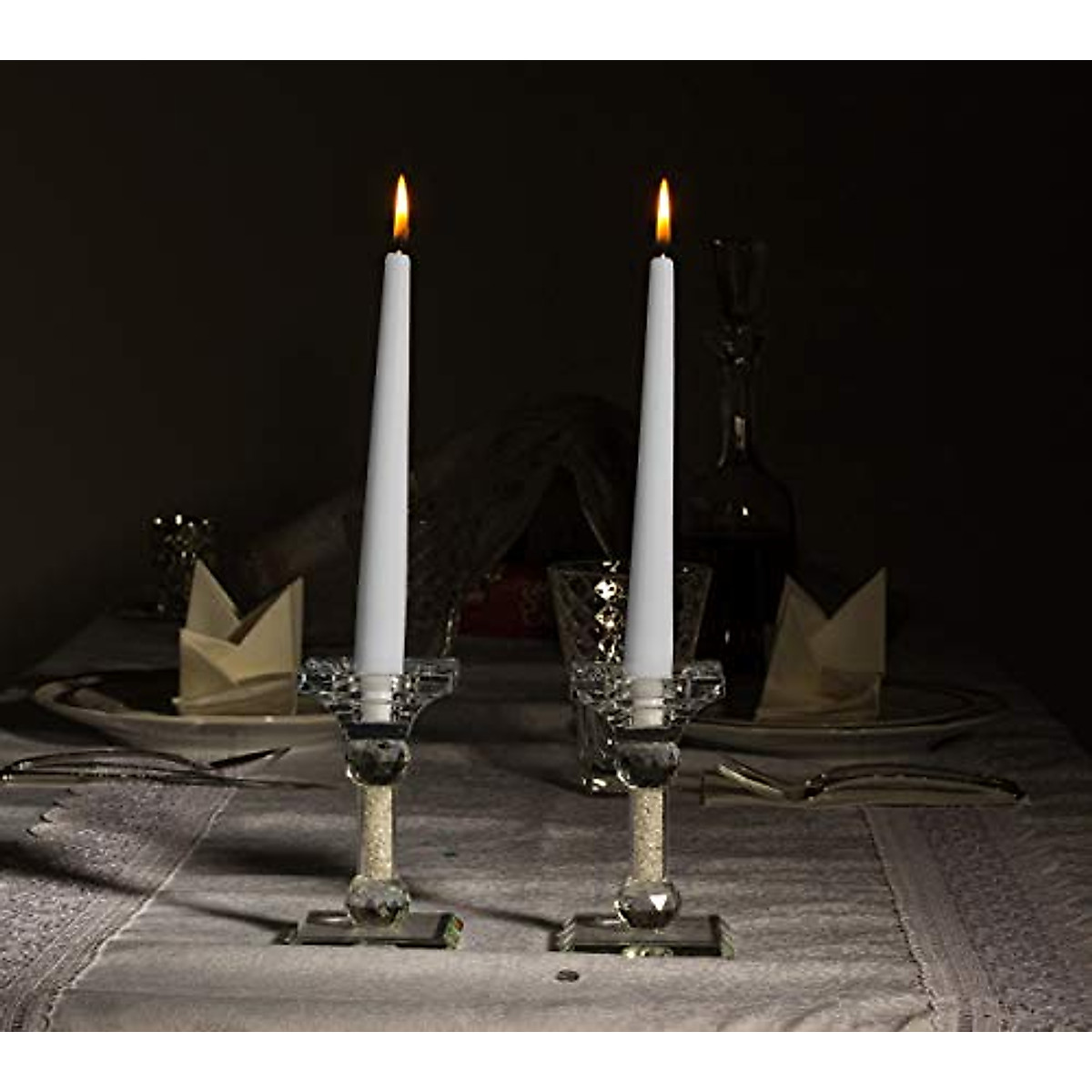 Hyoola Tall Taper Candles - Tapered Candles - White Dripless Candle Sticks - 8 Inch (20cm) - 7 Hour Burn Time (30-Pack)