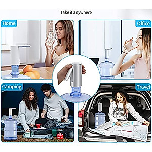 JrundMsoxz 5 Gallon Water Dispenser with Base, Electric Folding Water Pump with USB Charging and Auto-Off, Portable Water Dispenser for Universal 2-5 Gallons, Touch Screen and Low Noise (White)