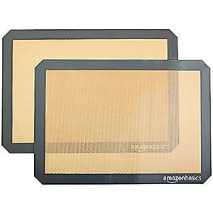 Amazon Basics Silicone, Non-Stick, Food Safe Baking Mat - Pack of 2