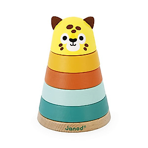 Janod - Tropik Jaguar Stacking Toy - 5 Stackable Pieces - 1 Year + J08261