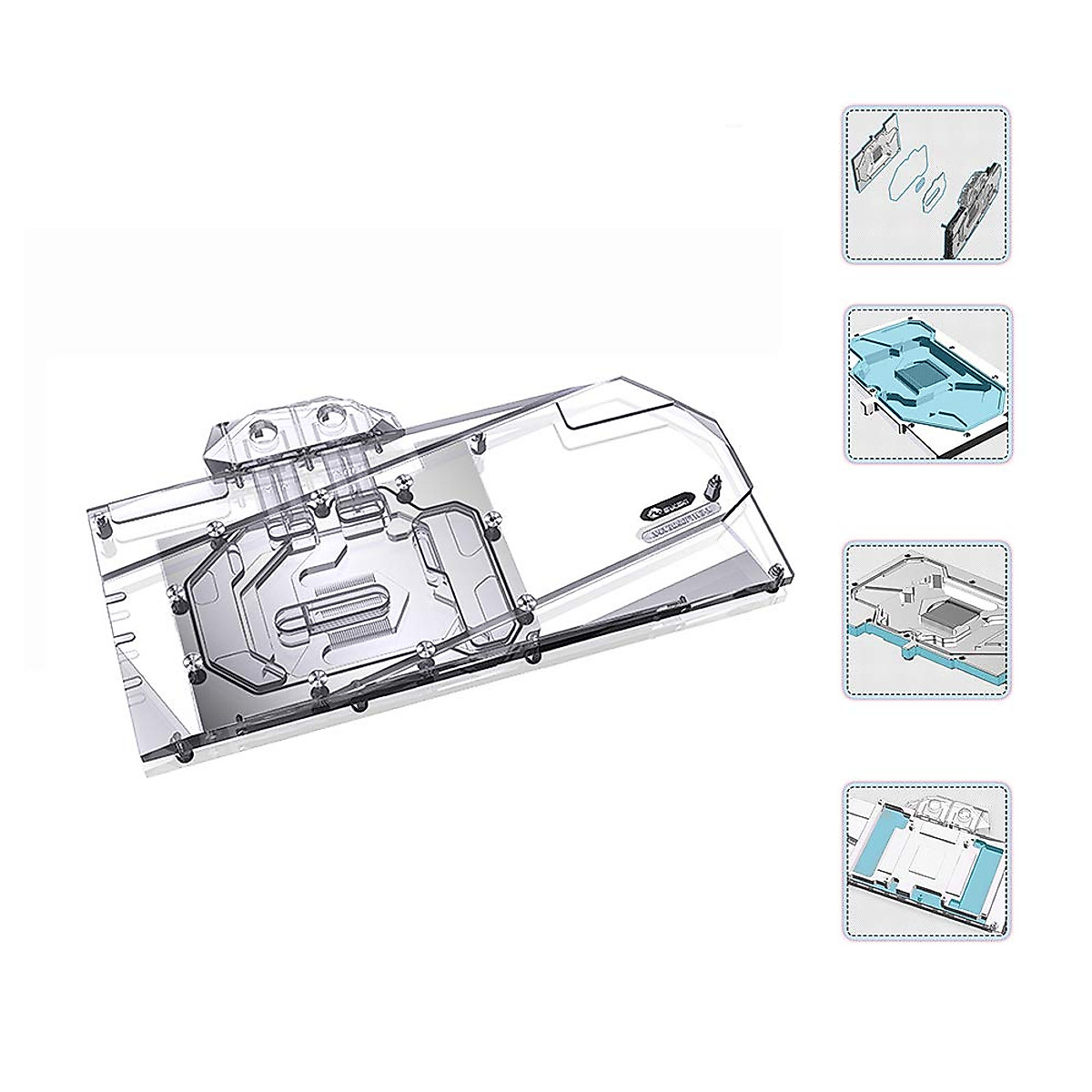 Bykski GPU Copper Water Cooling Block for EVGA RTX3090 RTX3080 RTX3080Ti FTW3 Ultra Gaming (5V LED GPU Block with Backplate)