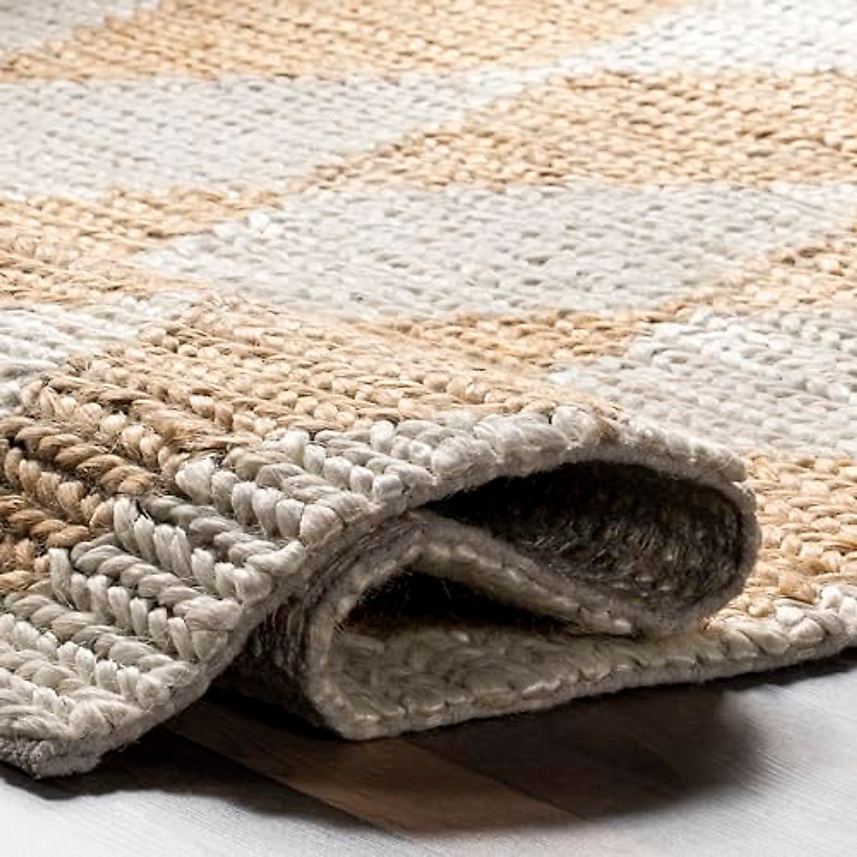 nuLOOM Chaya Diamond Striped Jute Blend Area Rug, 5x8, Natural