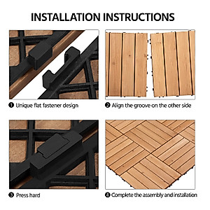 Yaheetech 27PCS Interlocking Patio Deck Tiles Outdoor Flooring for Garden Poolside Fir Wood Indoor Natural Wood