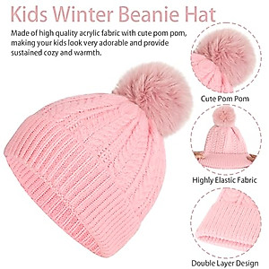 Chinyuti Kids Winter Beanie Hat Scarf Gloves Set, Toddler Winter Cap Knit Neck Warmer Gaiter Mittens for Children 2-8