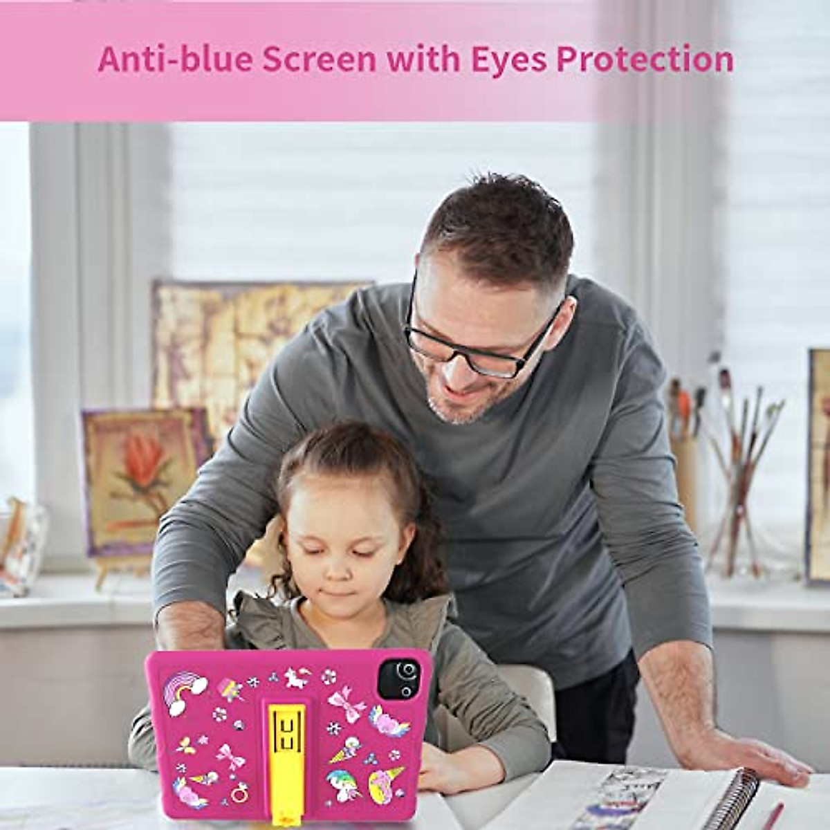 Kids Tablet, Android 13 Tablet, 10 inch 4GB+64GB+512GB Expand, Parental Control, HD Eye-protection Touchscreen Display, 6000mAh Battery, Dual Camera, Bluetooth, WiFi Tableta with Kids Educational APPs