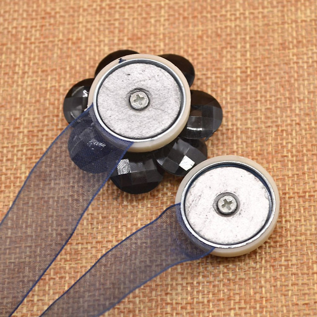 Mggsndi Floral Flower Magnetic Tiebacks Voile Net Door Curtains Ribbon Tie Backs Clip Tie - Convenient Drape TieBacks - for Window Sheer Blackout Draperies Home Office Decorative Coffee