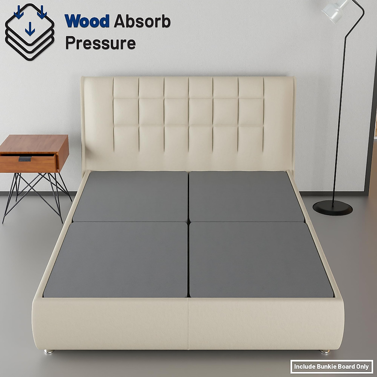 Split Nutan, 1.5-Inch Bunkie Board for Mattress/Bed, Fully Assembled, Improved Comfort and Support, Queen(Fold), Grey