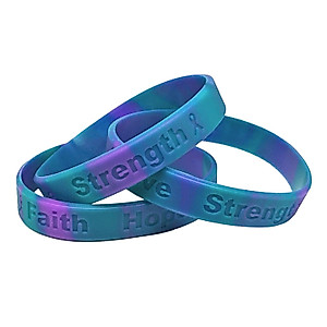 25 Suicide Teal and Purple Silicone Awareness Bracelets - Medical Grade Silicone - Latex and Toxin Free (25 Bracelets)