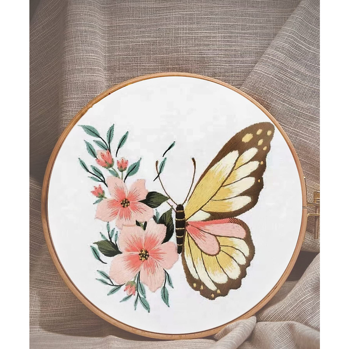 Highkick Embroidery Kit for Beginner,Embroidery Kit for Adults, All in one,Madame Butterfly,4 Pack