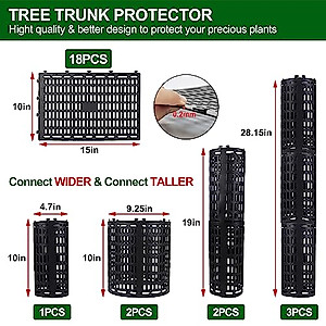 UGarden Plant and Tree Guard Protector, Tree Trunk Protector Around Trunk Bark, Saplings, and Vines, Expandable Tree Bark Protector 19 Inches Tall, Protect from Trimmers, Mowers, and Animals(18 Pack)