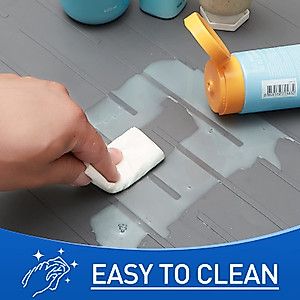 WOJIUBUXIN Under Sink Mat for Kitchen Waterproof 34" x 22" Flexible Silicone Sink Protector Mat for 36" Cabinet Grey Kitchen Under Sink Drip Tray with Unique Drain Hole,Hold up to 3.3 Gallons Liquid