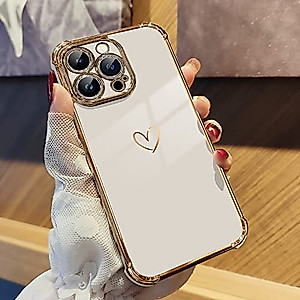 DAVIKO Compatible with iPhone 13 Pro Max Case for Women, Luxury Soft TPU Shockproof Protective Phone Case, Full Camera Protection Raised Reinforced Corners, 6.7 inch, White