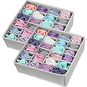 Simple Houseware Closet Underwear Organizer Drawer Divider 4 Set + 2-Pack Socks Organizer