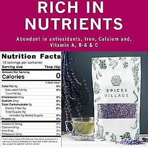 SPICES VILLAGE Lavender [ 2 oz ] Dried Lavender Buds, Natural Lavender Buds for Food, Herbal Tea, Potpourri, Wedding Confetti, Pillow - Kosher, Gluten Free, Vegan, Non GMO, Resealable Bulk Bag