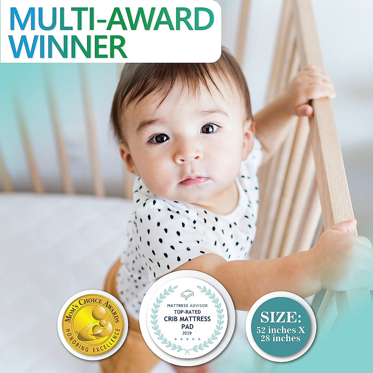 MARGAUX & MAY Waterproof Crib Mattress Protector Pad, Fitted Ultra Soft Noiseless Breathable Bamboo Crib Protector, Mattress Protector for Baby Crib, Crib Mattress Pad for Toddler