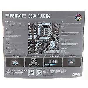 ASUS Prime B660-PLUS D4 LGA 1700(Intel 12th Gen) ATX Motherboard(PCIe 4.0, DDR4,3xM.2 Slots, 2.5Gb LAN, Rear USB 3.2 Gen 2x2 Type-C, Front USB 3.2 Gen 1 Type-C, Thunderbolt 4 Header Support)