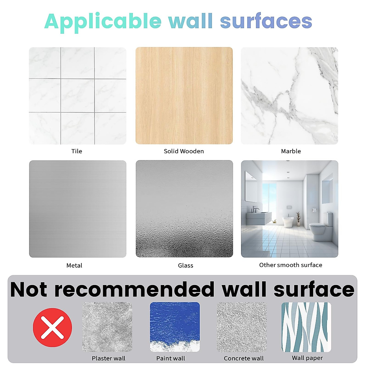 simgoonew Hand Towel Holder, Self Adhesive Black Towel Ring, SUS 304 Stainless Steel Brushed Towel Racks, Towel Bar for Bathroom Wall, Kitchen, 2 Packs