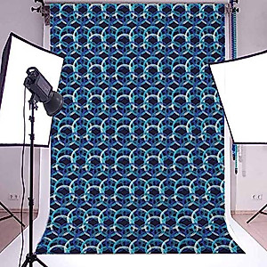 5x7 FT Geometric Vinyl Photography Backdrop,Overlapping Entangled Polka Dots Pattern in Modern Style Abstract Grunge Circles Background for Photo Backdrop Baby Newborn Photo Studio Props