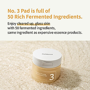 numbuzin No.3 Radiance Glowing Jumbo Essence Pad | Clear Glass Skin, Skin Radiance, Texture Care | Biodegradable Vegan Pads, Fermented Ingredients, Niacinamide | Korean Skin Care | 70 pads/5.07 Fl Oz