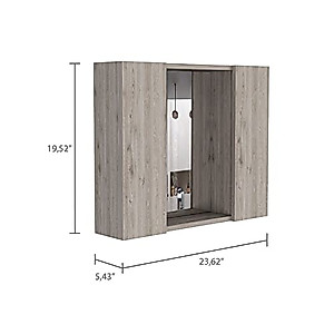 Tuhome Artemisa Medicine Cabinet with Double Door, Mirror, and External Shelf, Light Grey
